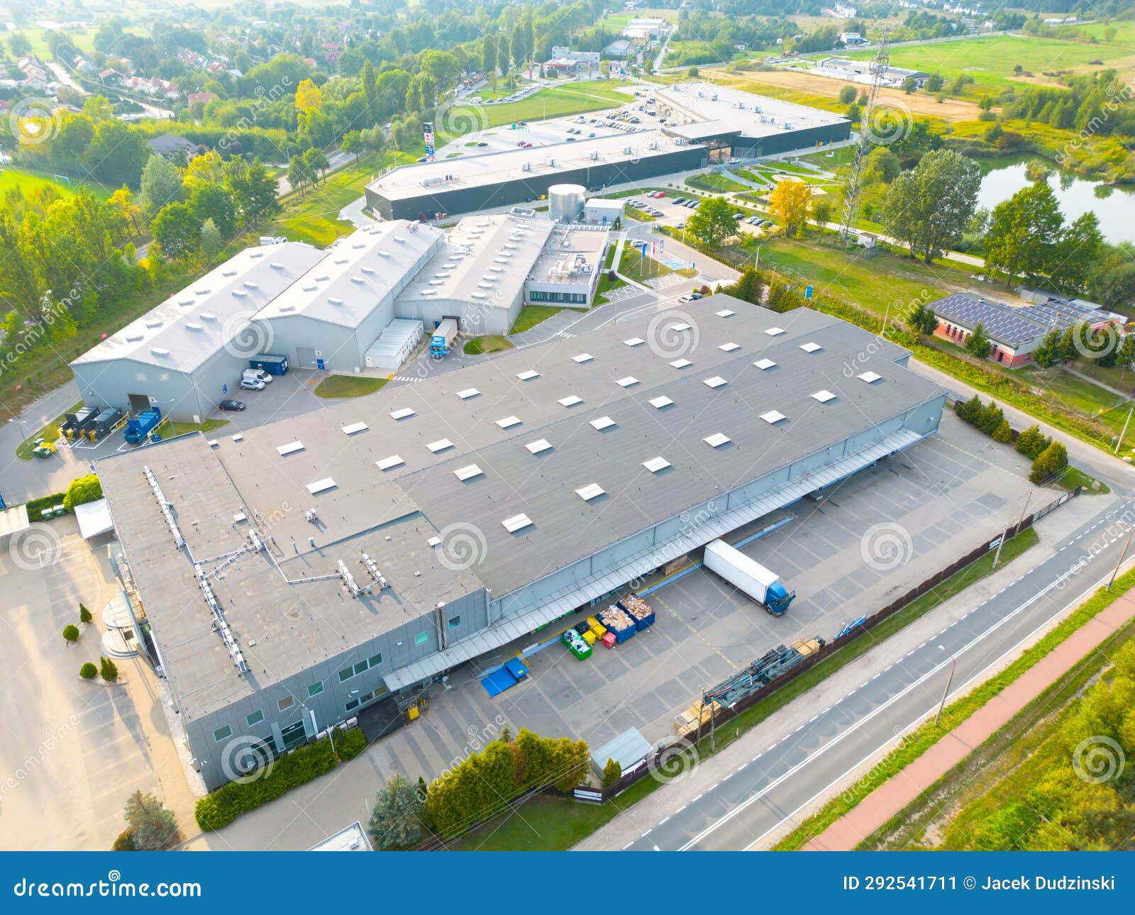 Aerial Drone View on Distribution Center. Logistic and Transport ...