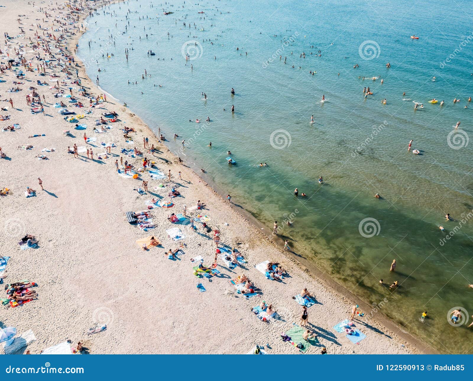 Aerial Drone View of People Having Fun on Beach Stock Image - Image of ...