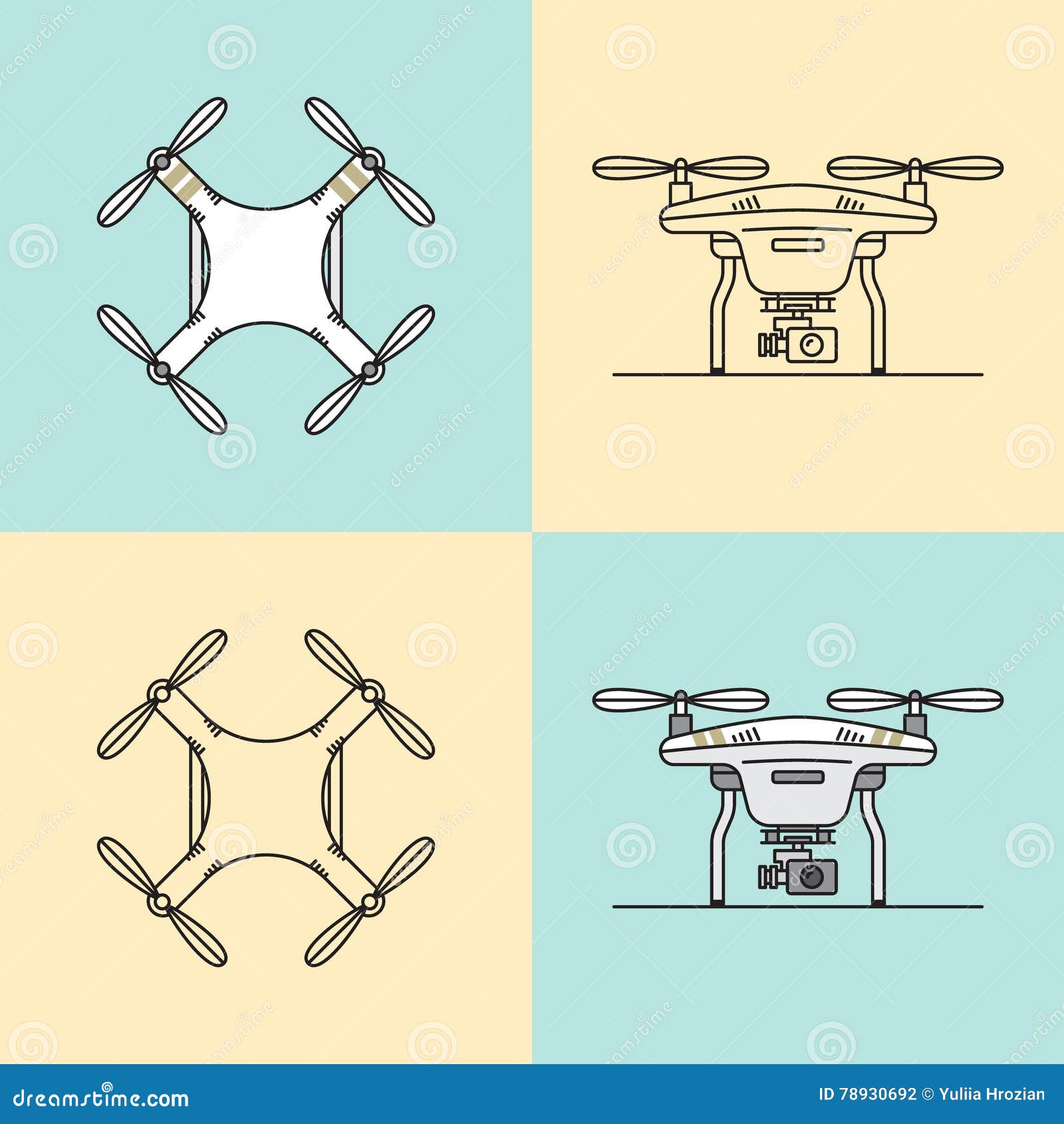 Aerial drones icons set. stock vector. Illustration of innovation ...