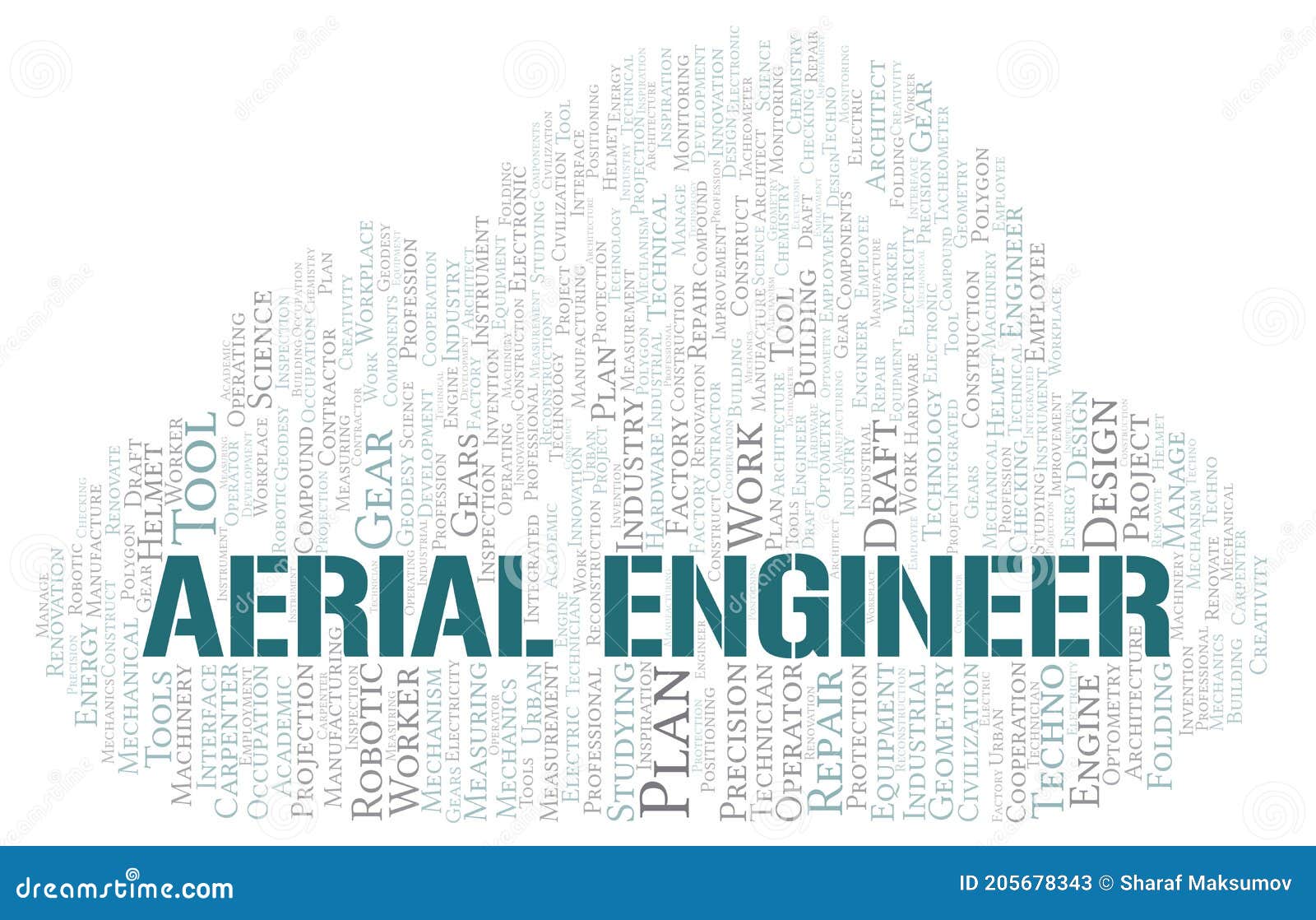 Aerial Engineer Typography Word Cloud Create with the Text only Stock ...