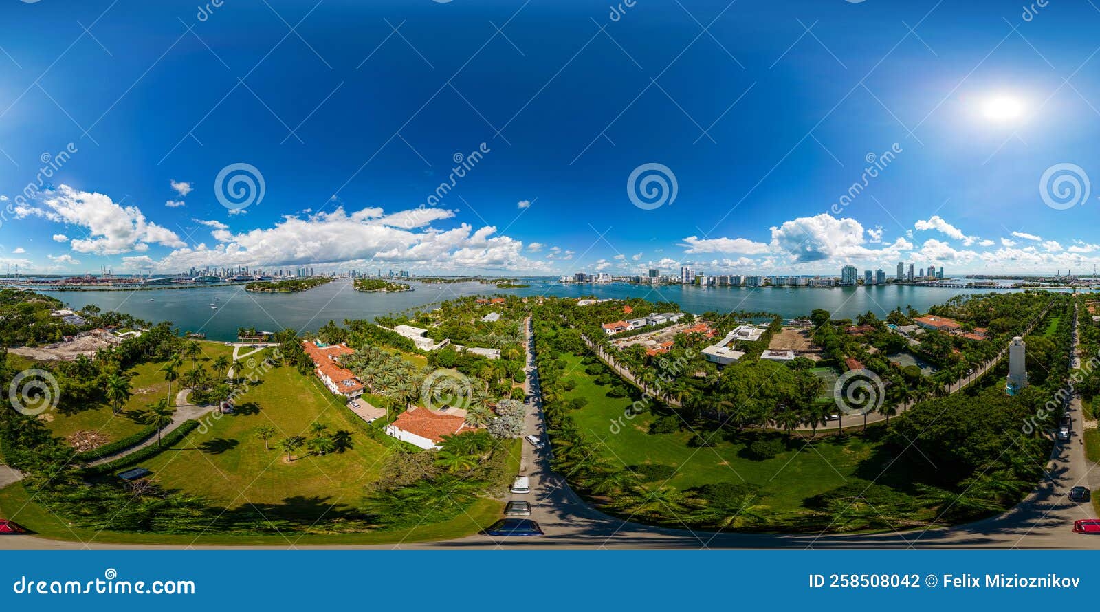 Aerial 360 Equirectangular Image Miami Beach Star Island Stock Photo ...