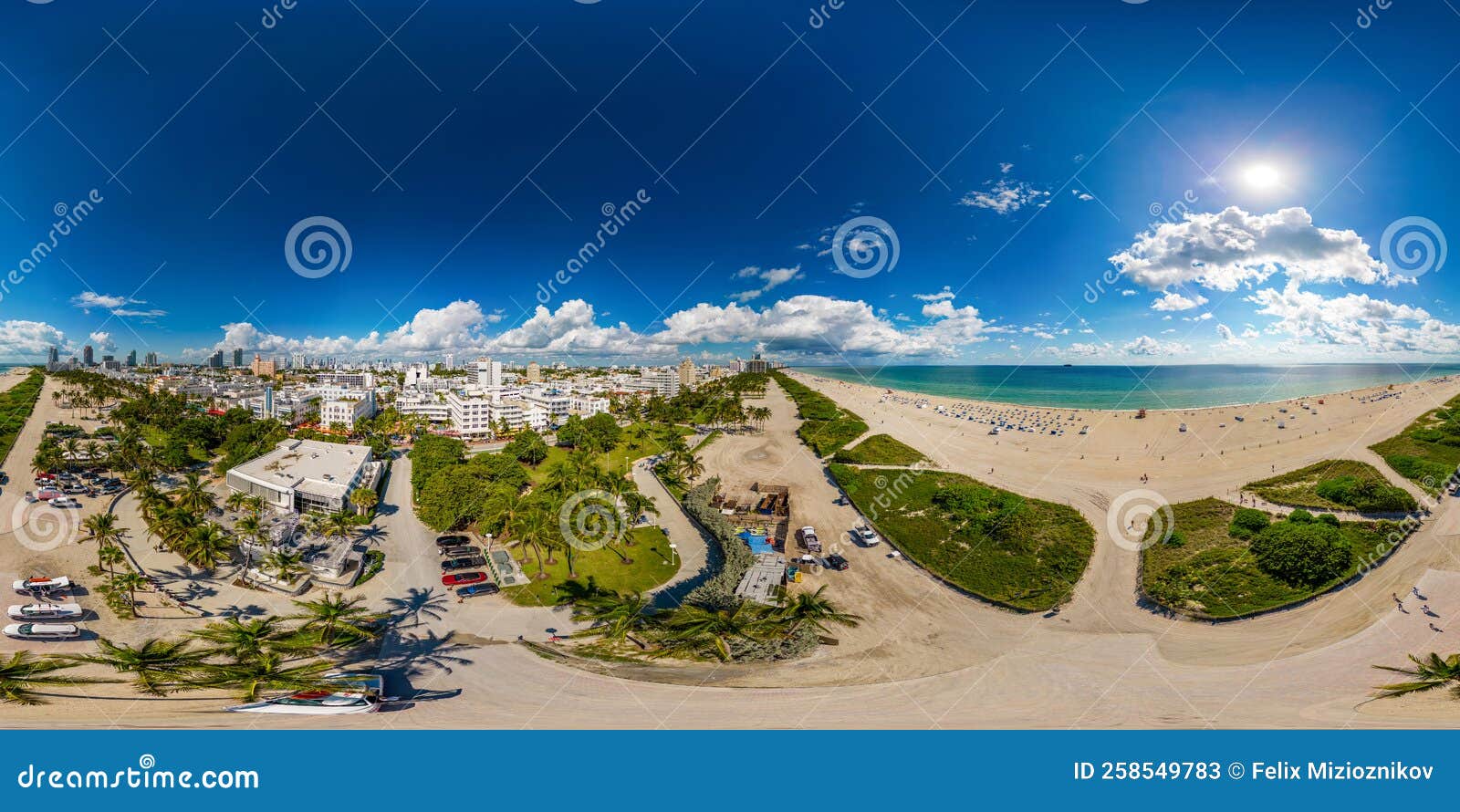 Aerial 360 Equirectangular Photo Miami Beach Ocean Drive Editorial ...
