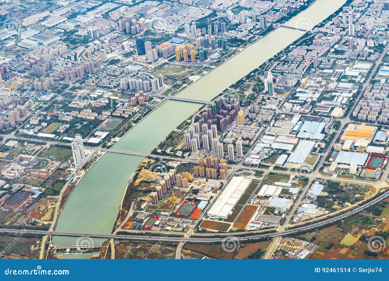 Aerial Evening View of Chengdu District. Stock Photo - Image of city ...