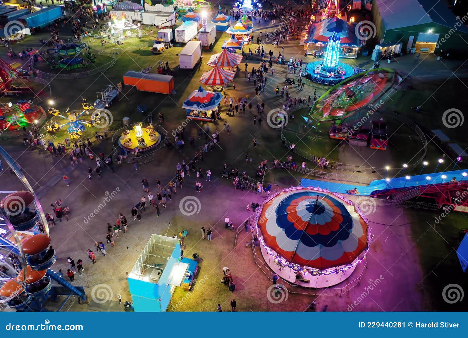 Aerial of a Fair at night stock image. Image of night - 229440281