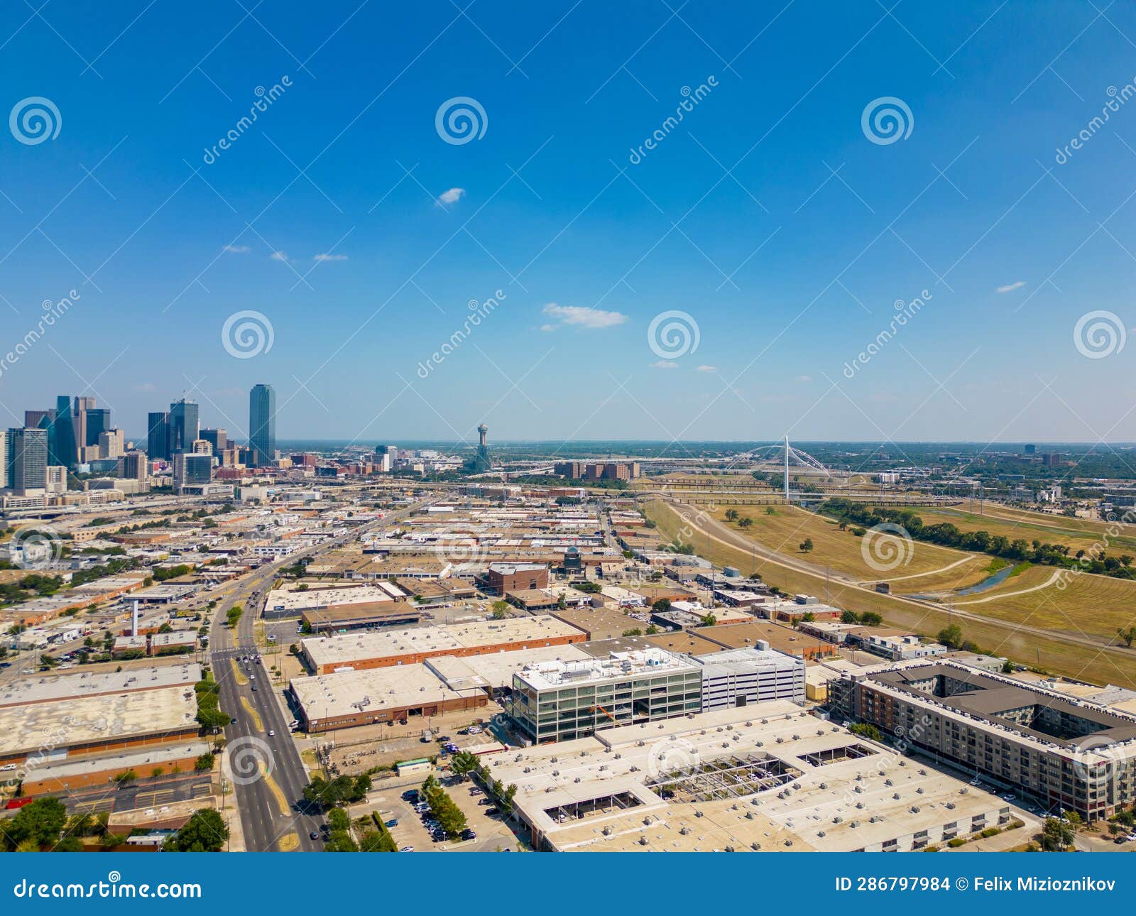 Aerial Far View of Downtown Dallas Texas Stock Photo - Image of city ...