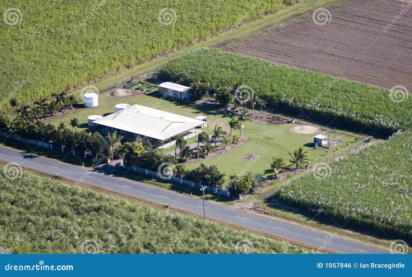 Aerial of farm house. stock photo. Image of bungalow, landscape - 1057846