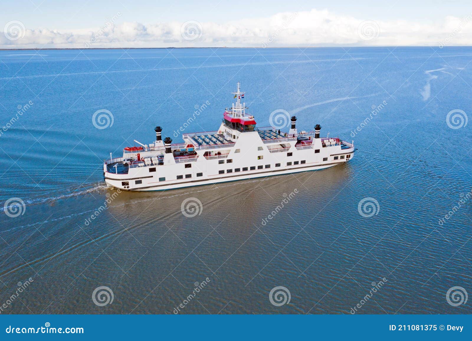 Aerial from the Ferry from Ameland Arriving at Holwerd in the ...