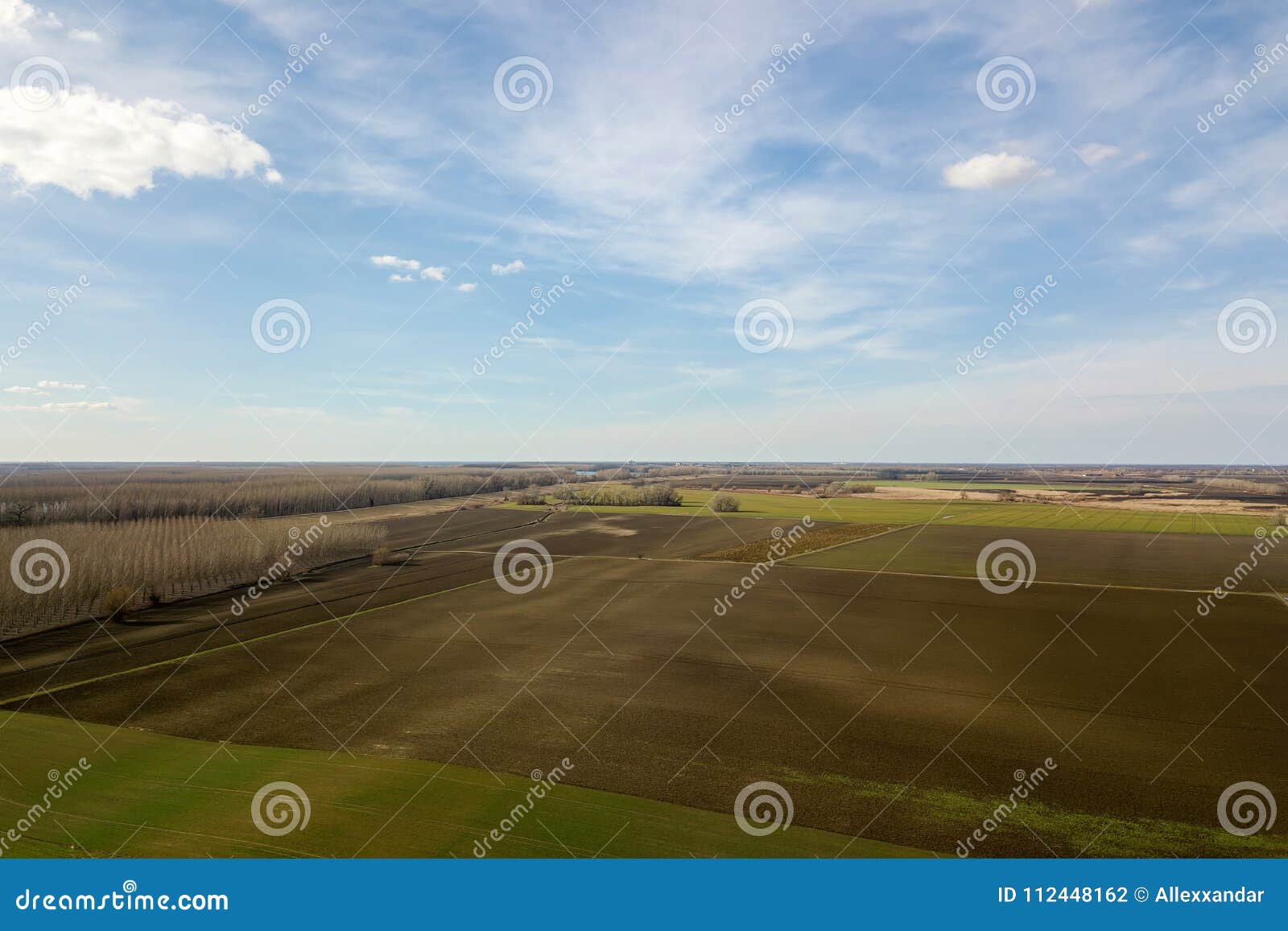 Aerial Fields in Early Spring. Aerial Shot of Fields Stock Photo ...