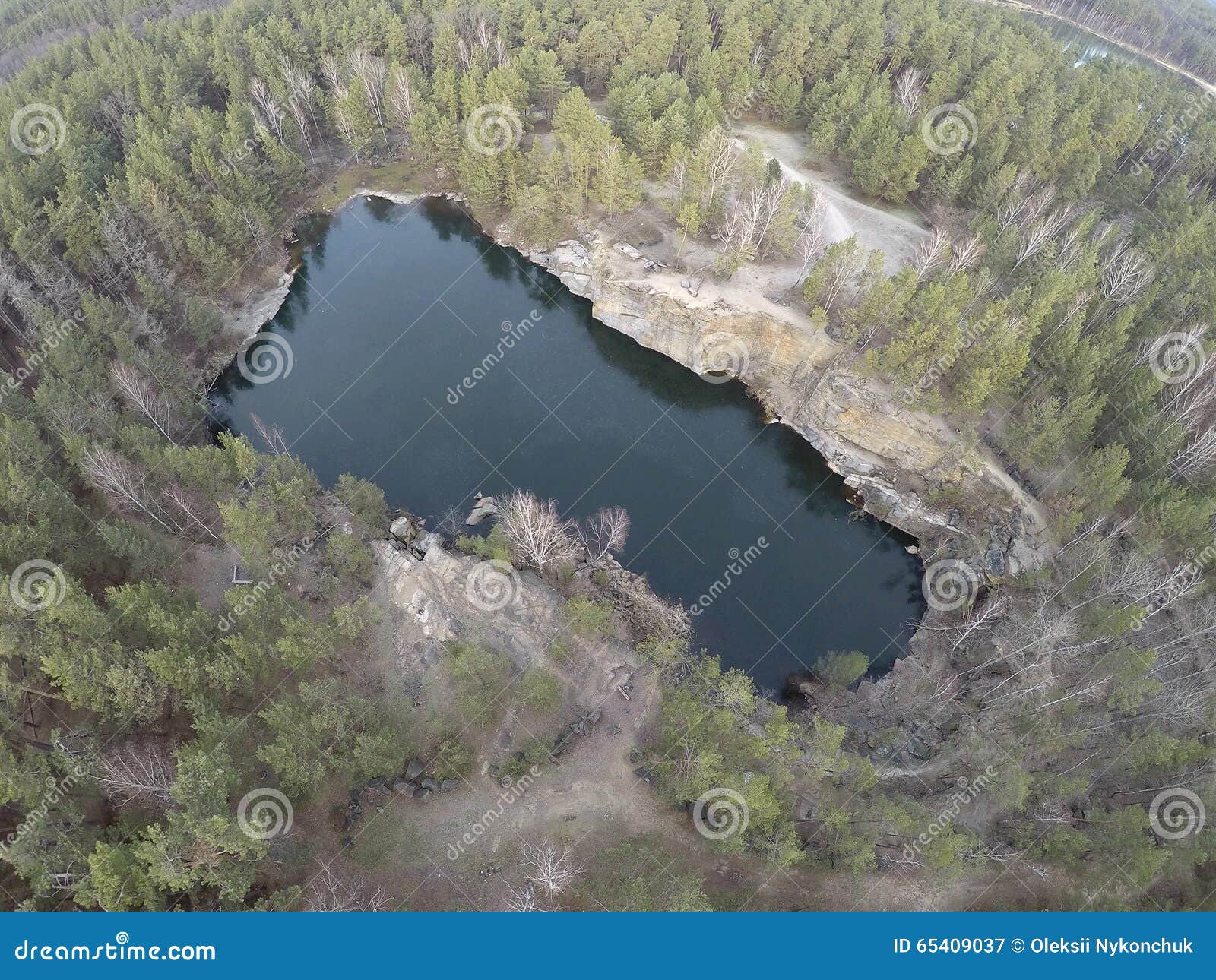Aerial Footage of Granite Quarry Mining in Forest Stock Image - Image ...