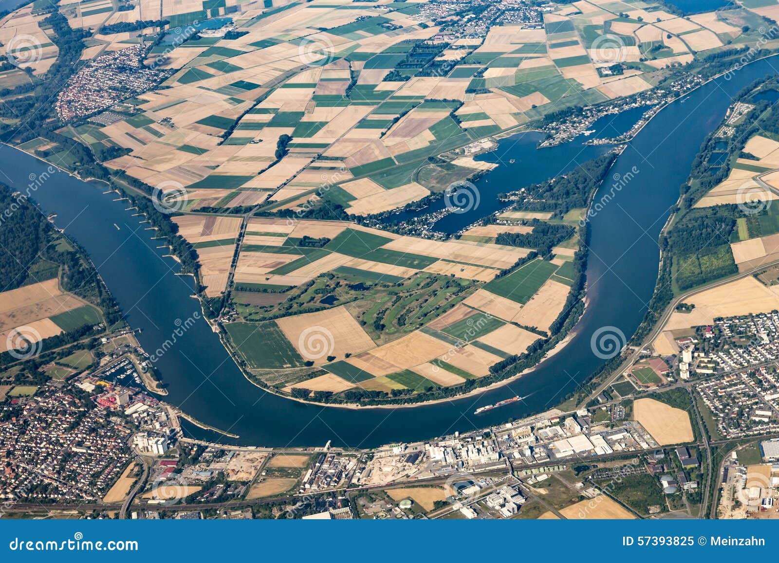 Aerial of Gernsheim at River Rhine Stock Image - Image of rhine, hesse ...