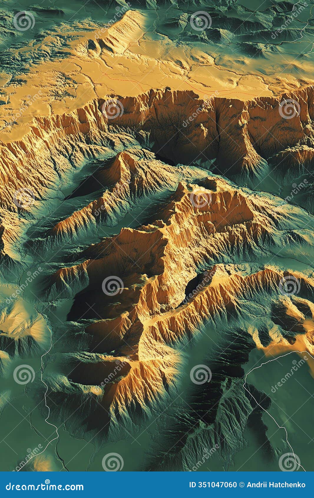 Aerial GIS Map Showing the Topography of a Canyon System Rendered in 3D Using LiDAR Scan Data ...