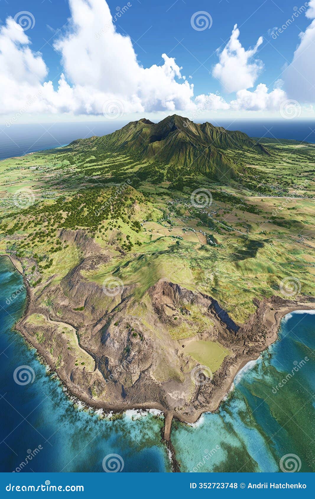 Aerial GIS Visualization of a Volcanic Island with LiDAR Data Rendering ...