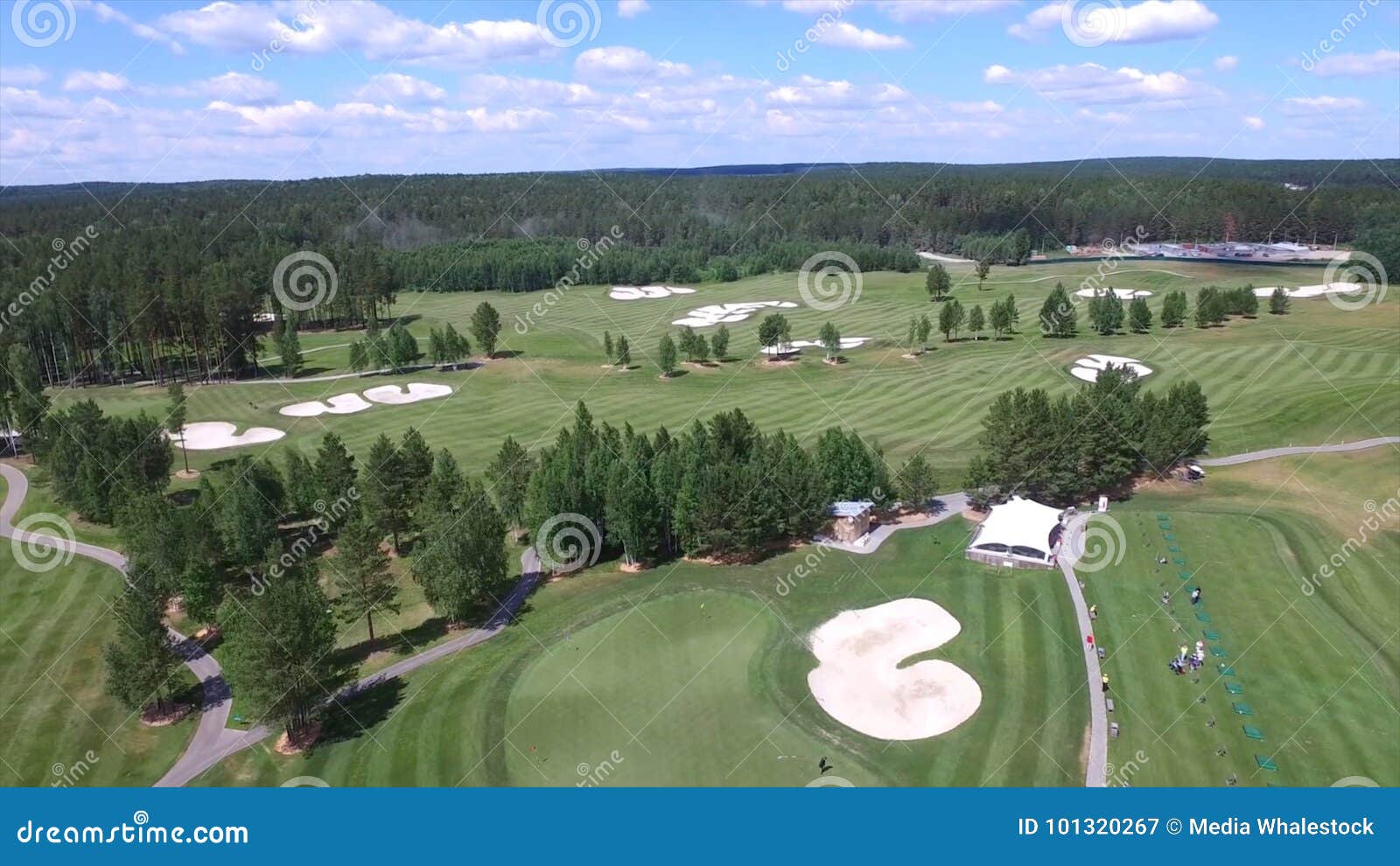 Aerial Golf Course with Gorgeous Green and Sand Bunker. Aerial View on ...