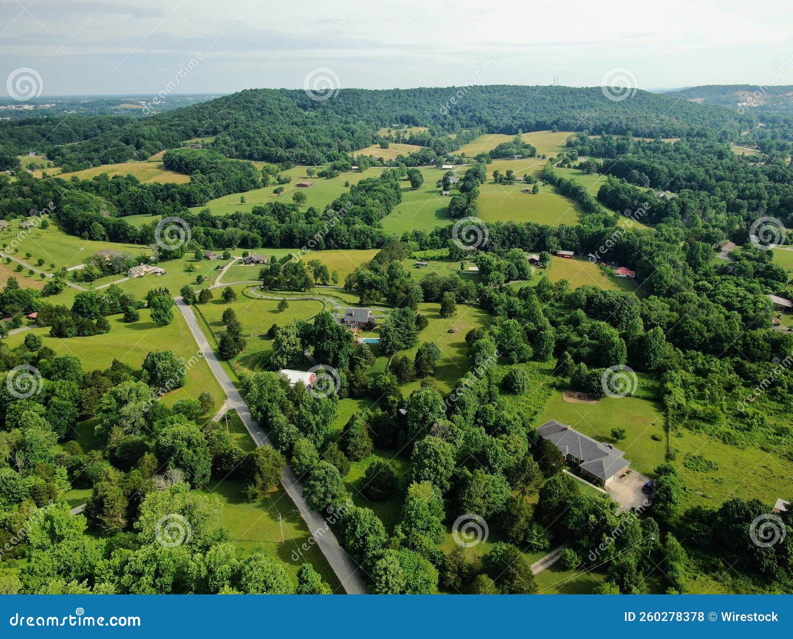 Aerial of a Green Countryside Area Stock Photo - Image of woods ...