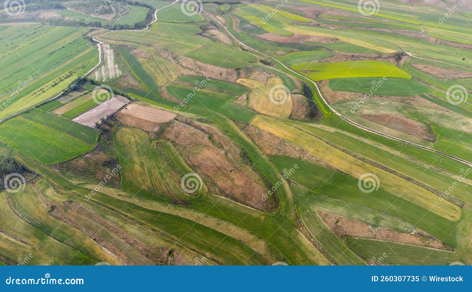 Aerial of a Green Field with Layers Stock Image - Image of layers ...