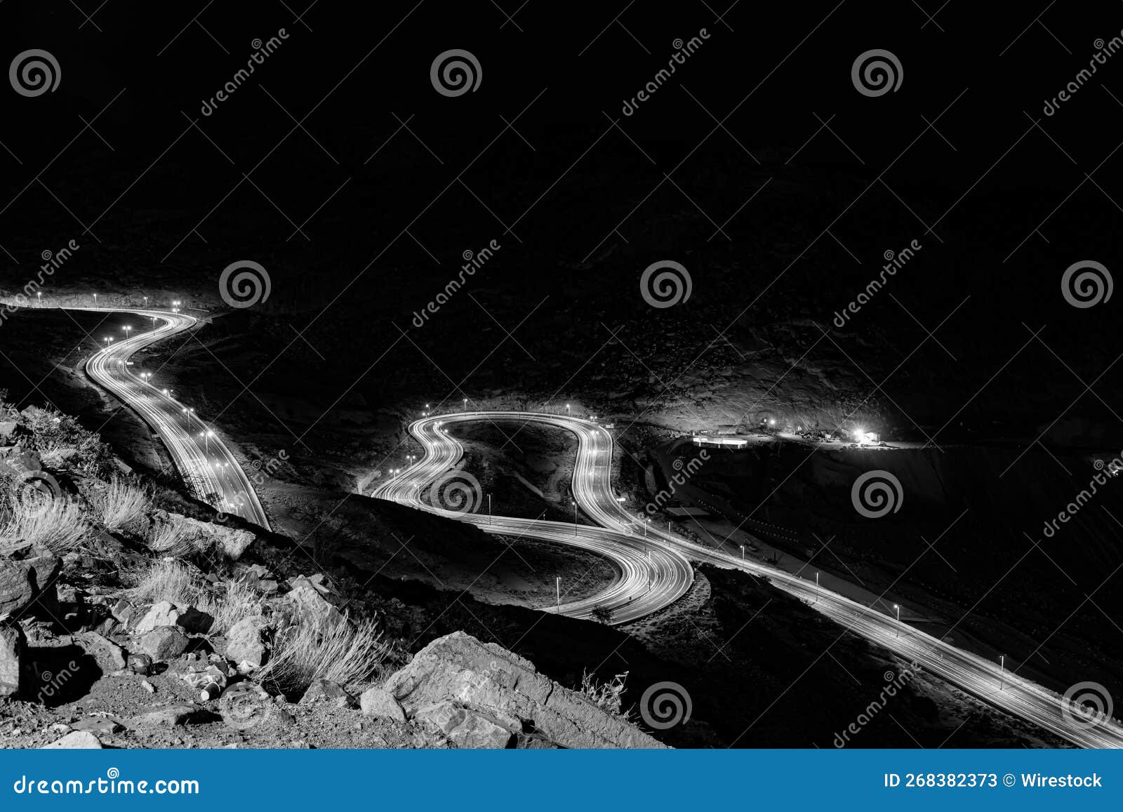 Aerial Greyscale Night View of the Al-Hada Road Taif Stock Image ...