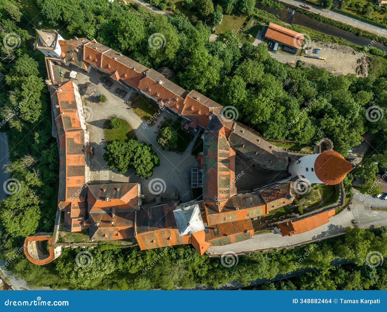 Aerial Ground Plan View of Triangular Shape Restored Gothic Medieval ...