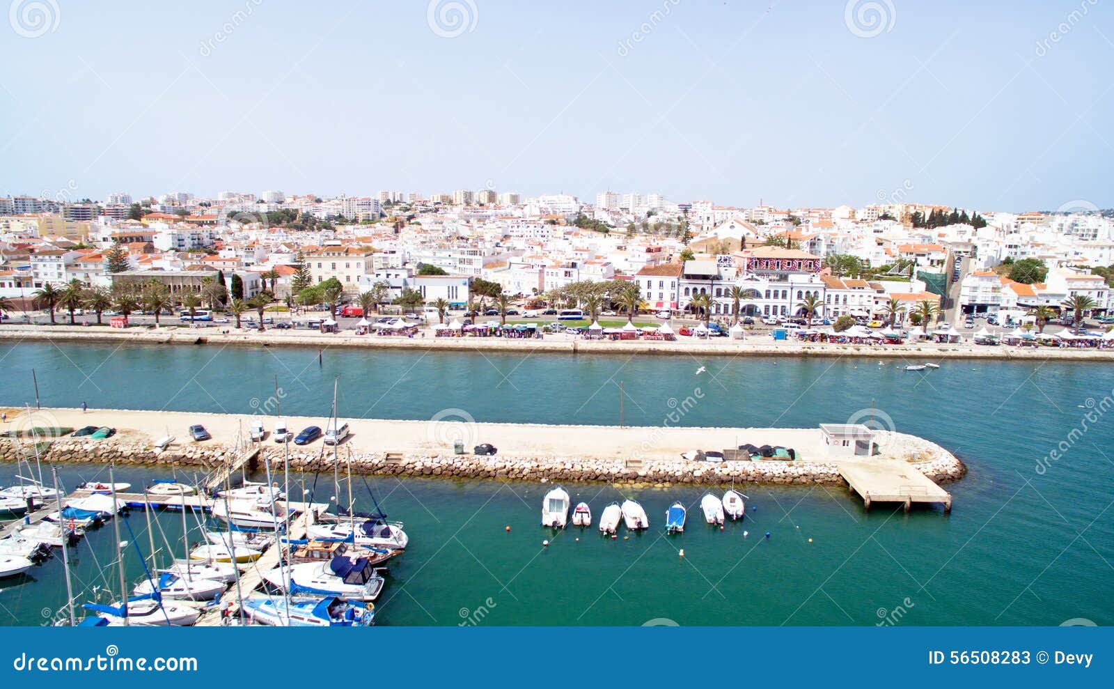 Aerial from the Harbor in Lagos Portugal Stock Image - Image of ...
