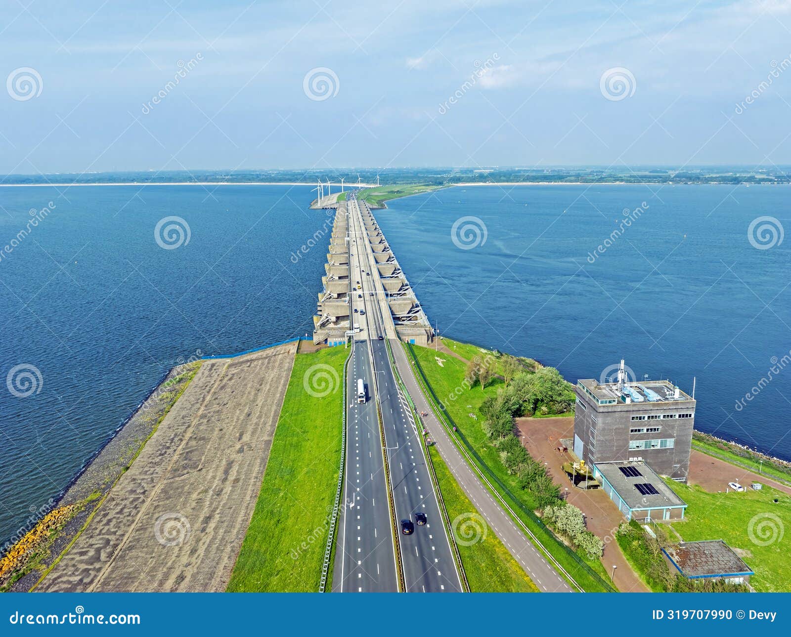 Aerial from the Haringvliet Dam in the Netherlands Stock Photo - Image ...