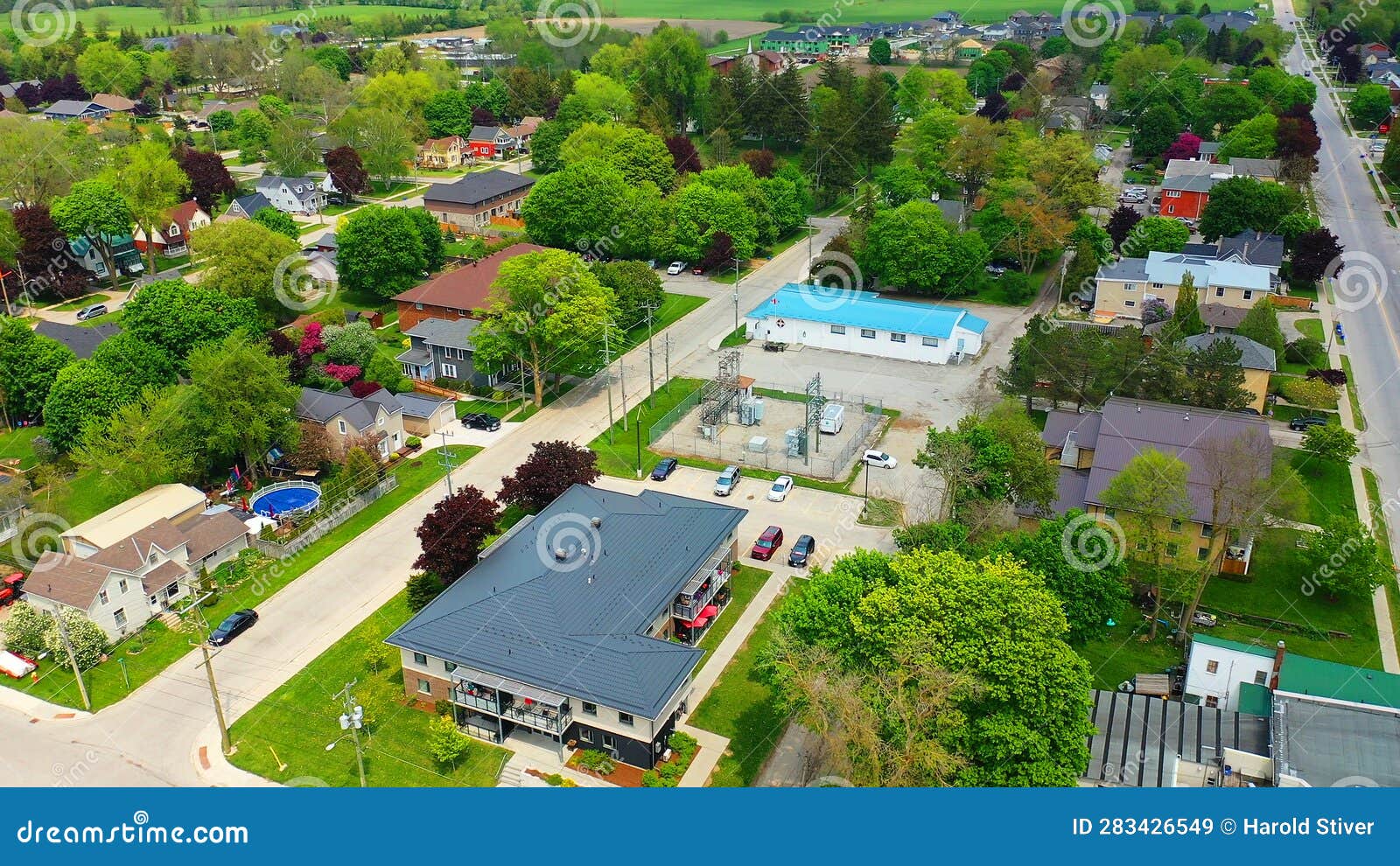 Aerial of Harriston, Ontario, Canada Stock Image - Image of modern ...