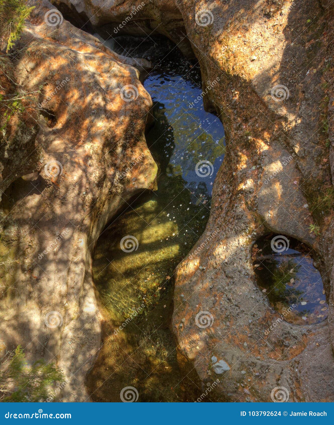 Aerial HDR Rock Erosion Stream Reflections Stock Photo - Image of ...