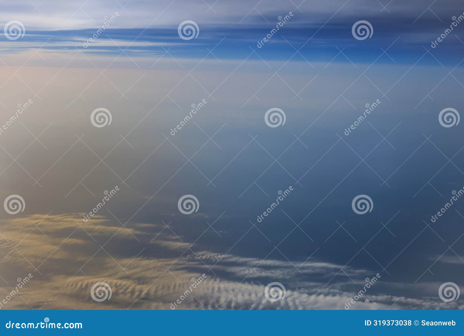 Aerial High Flight Above the Clouds. the Rays of the Rising Sun Break ...