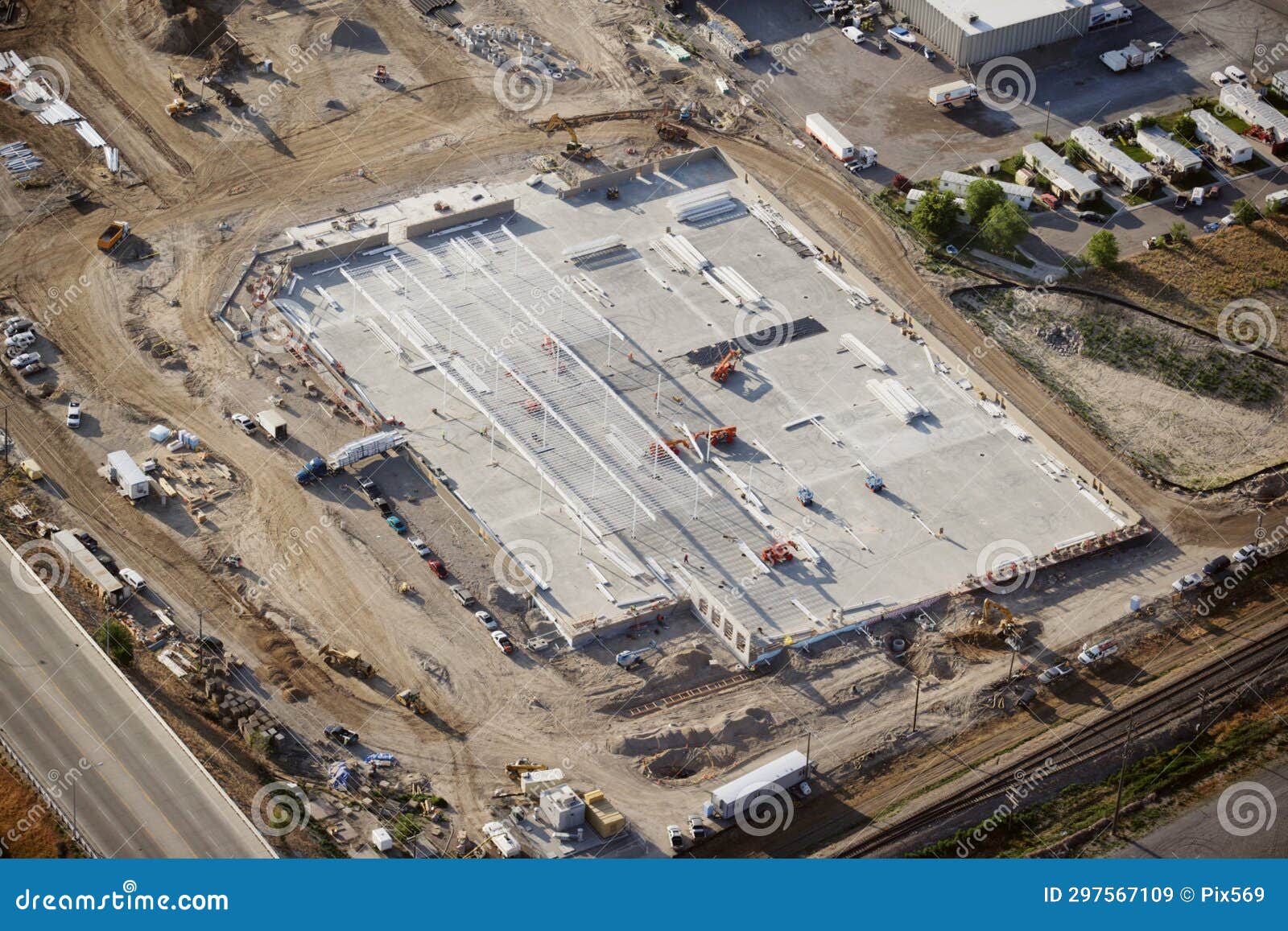 An Aerial Image of Construction of a Large Box Store Stock Image ...