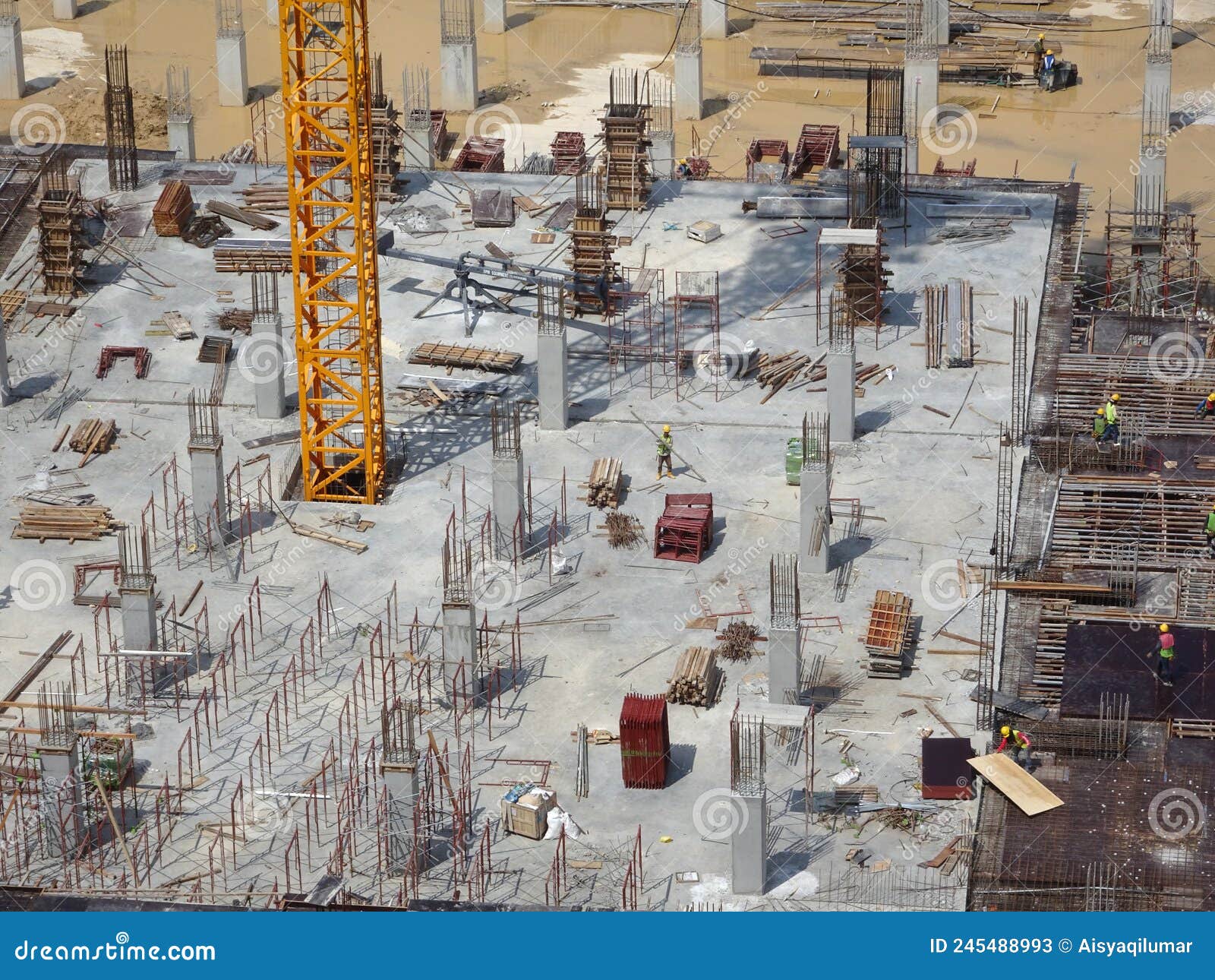 An Aerial Image of the Construction Site Where the Column is Actively ...