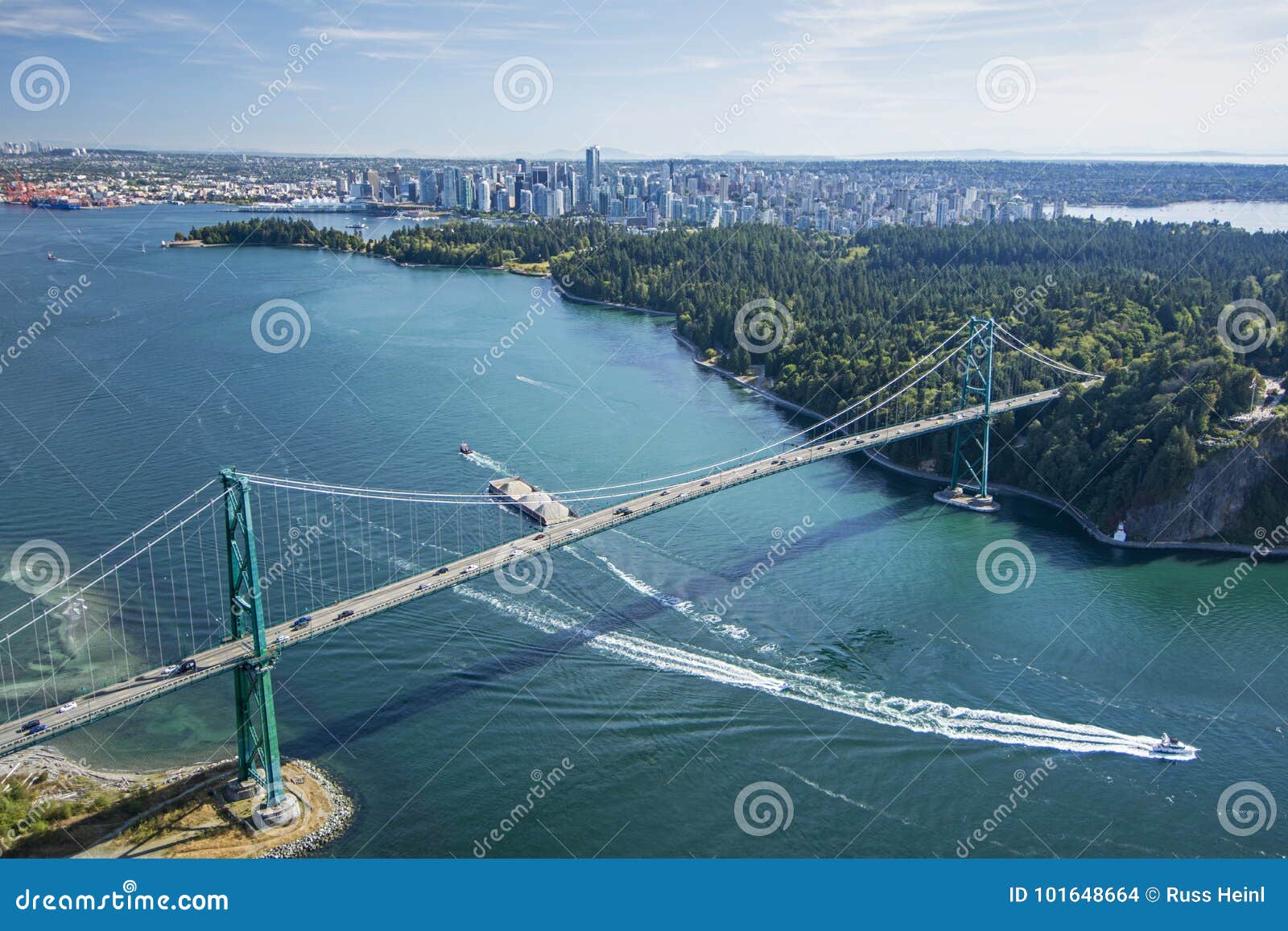 Aerial Image of Lions Gate Bridge, Vancouver, BC Stock Photo - Image of ...