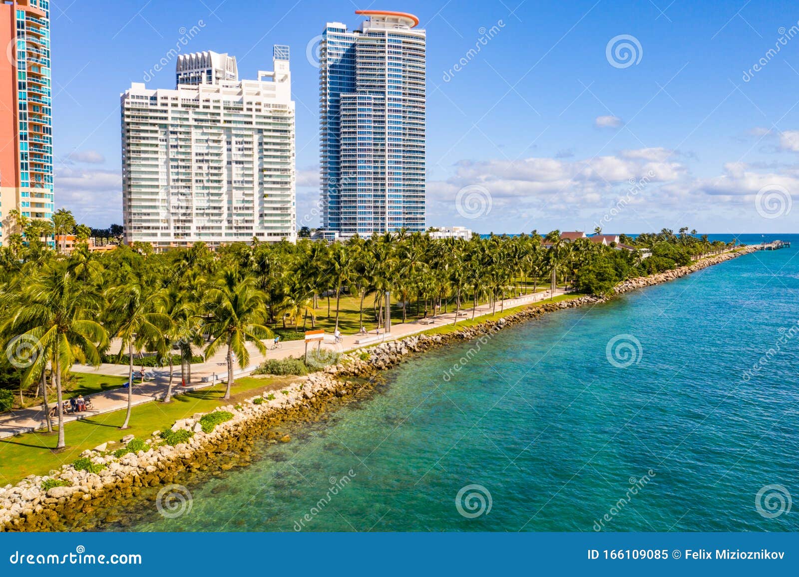 Aerial Image Miami Beach South Pointe Park by the Inlet Stock Image ...