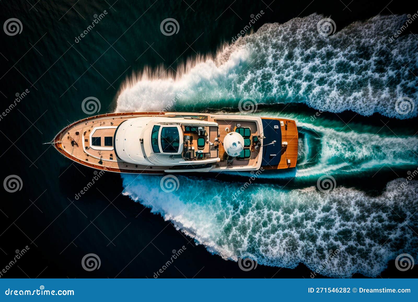 Aerial Image of a Motor Boat in Navigation. Stock Illustration ...