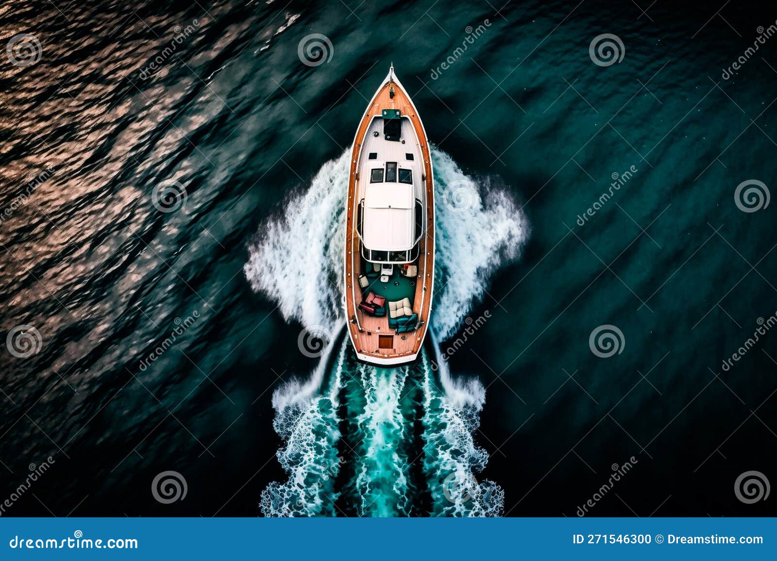 Aerial Image of a Motor Boat in Navigation. Stock Illustration ...