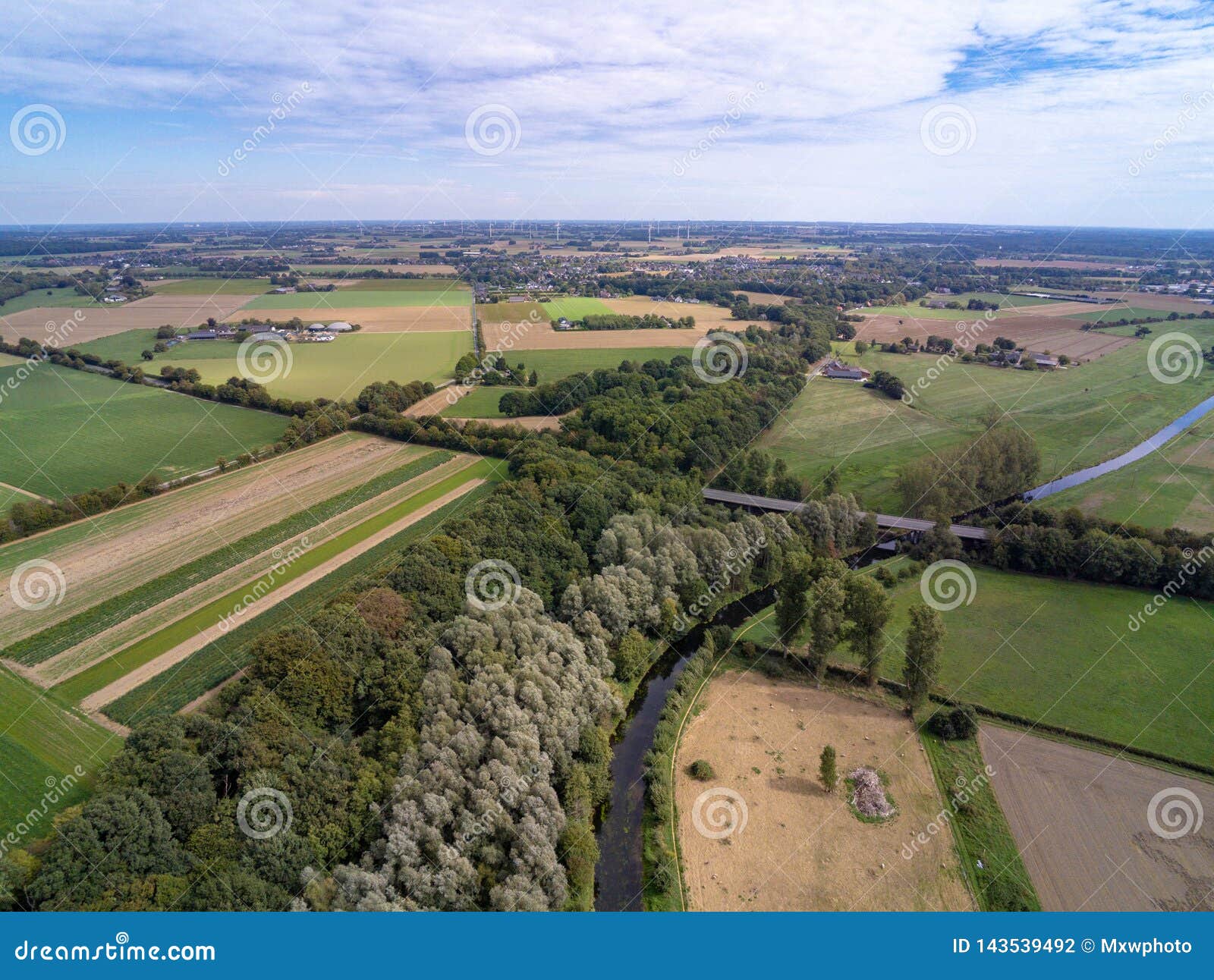 Aerial Image of the Niederrhein Landscape in West Germany Stock Photo ...