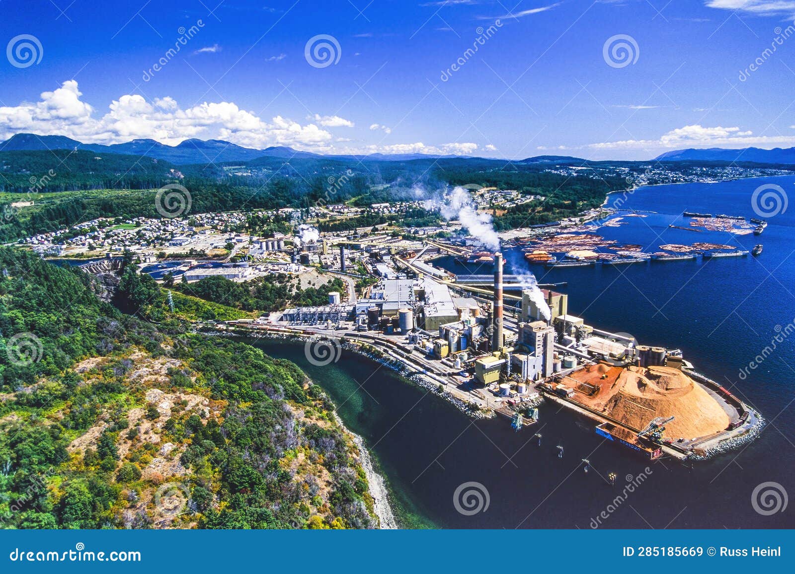 Aerial Image of a Pulp and Paper Mill in Powell River, BC, Canada Stock ...