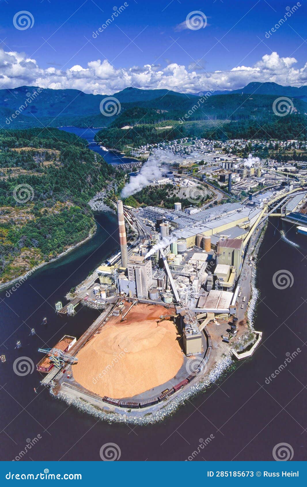 Aerial Image of a Pulp and Paper Mill in Powell River, BC, Canada Stock ...