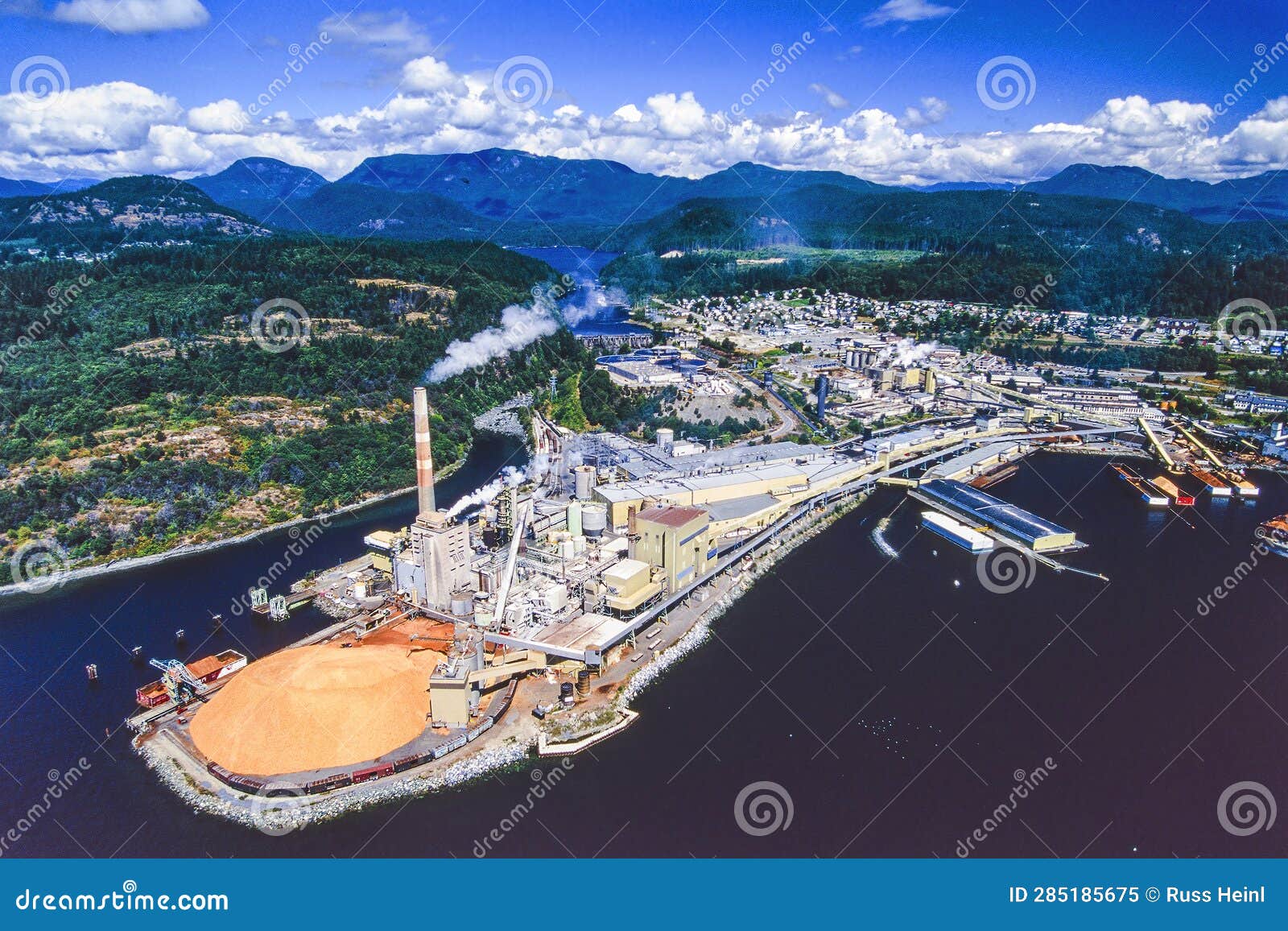 Aerial Image of a Pulp and Paper Mill in Powell River, BC, Canada Stock ...