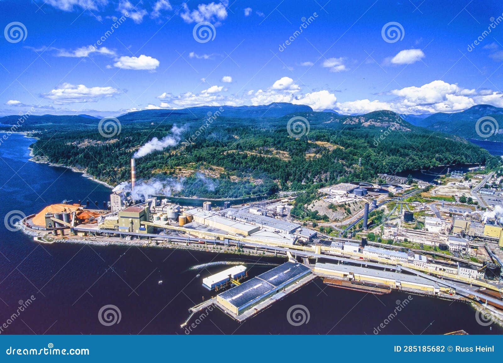Aerial Image of a Pulp and Paper Mill in Powell River, BC, Canada Stock ...