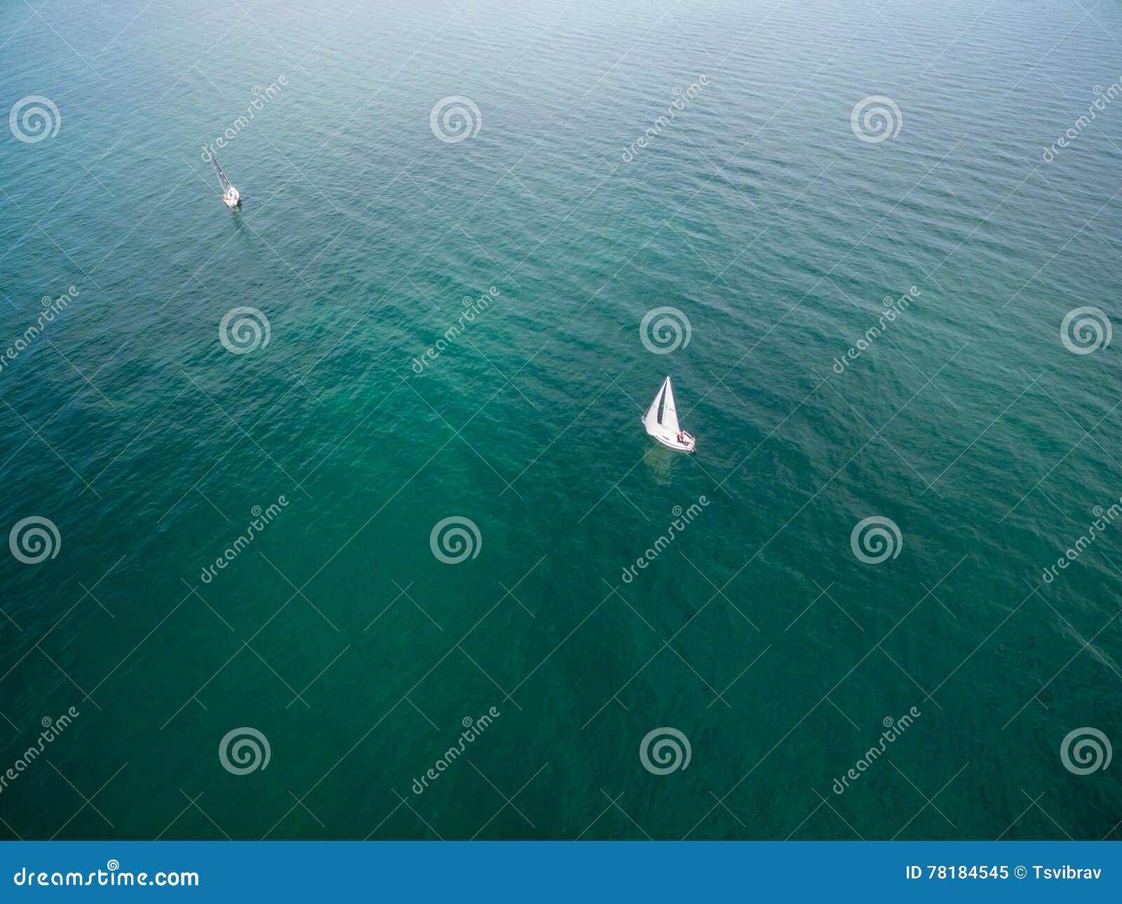 Aerial Image of Two Sailing Sailboats Stock Image - Image of recreation ...