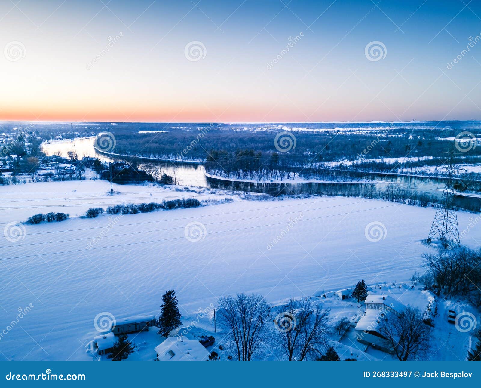Aerial Image of the Winter Snow Covered Land Stock Image - Image of ...