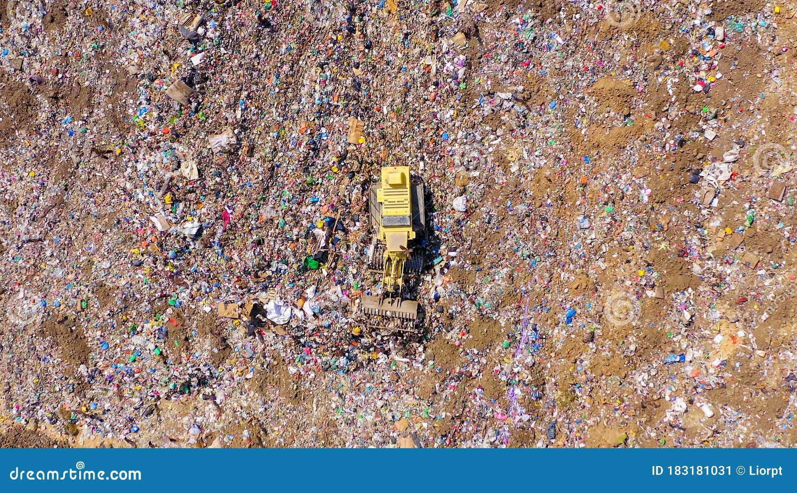 Yellow Landfill Compactor at Municipal Solid Waste Compound. Stock ...