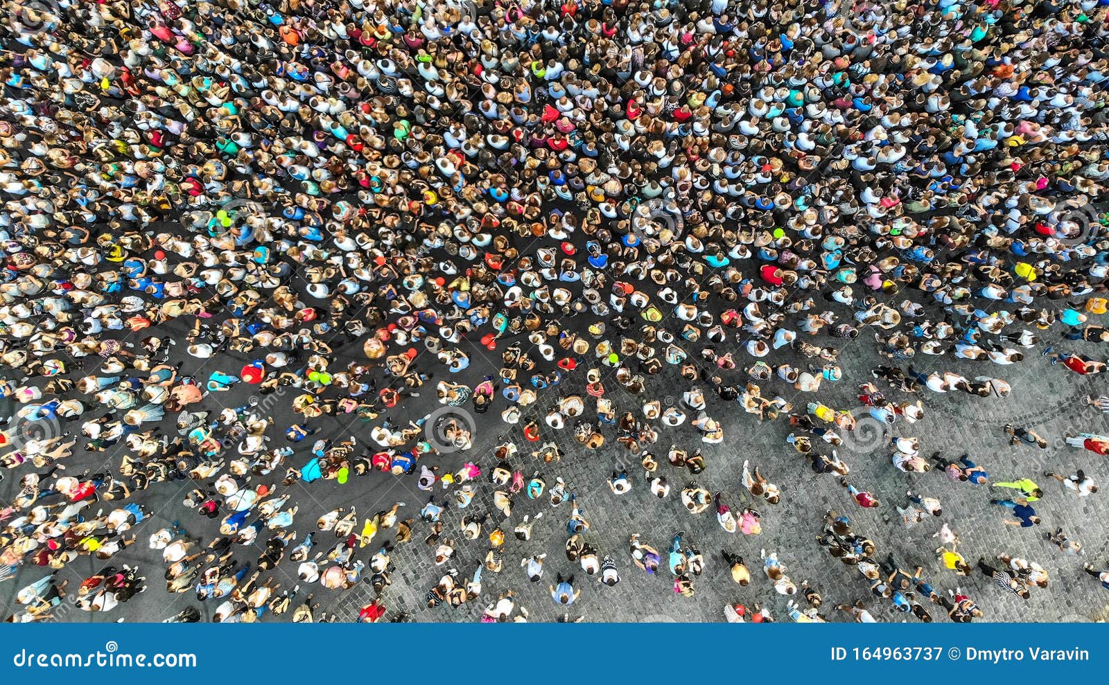 Aerial. Interested Crowd of People in One Place Editorial Photography ...
