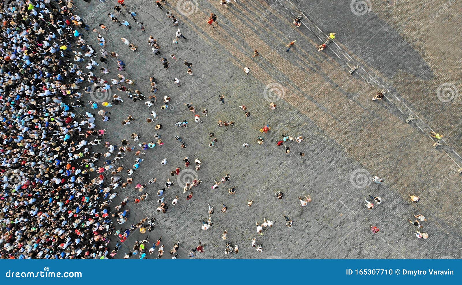 Aerial. People Crowd On A City Square Background. Top View Stock Image ...