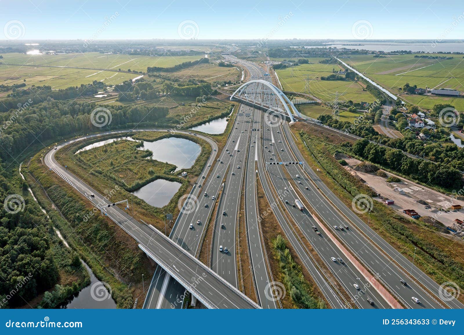 Aerial from Junction Muiderberg with the A1 in the Netherlands Stock ...