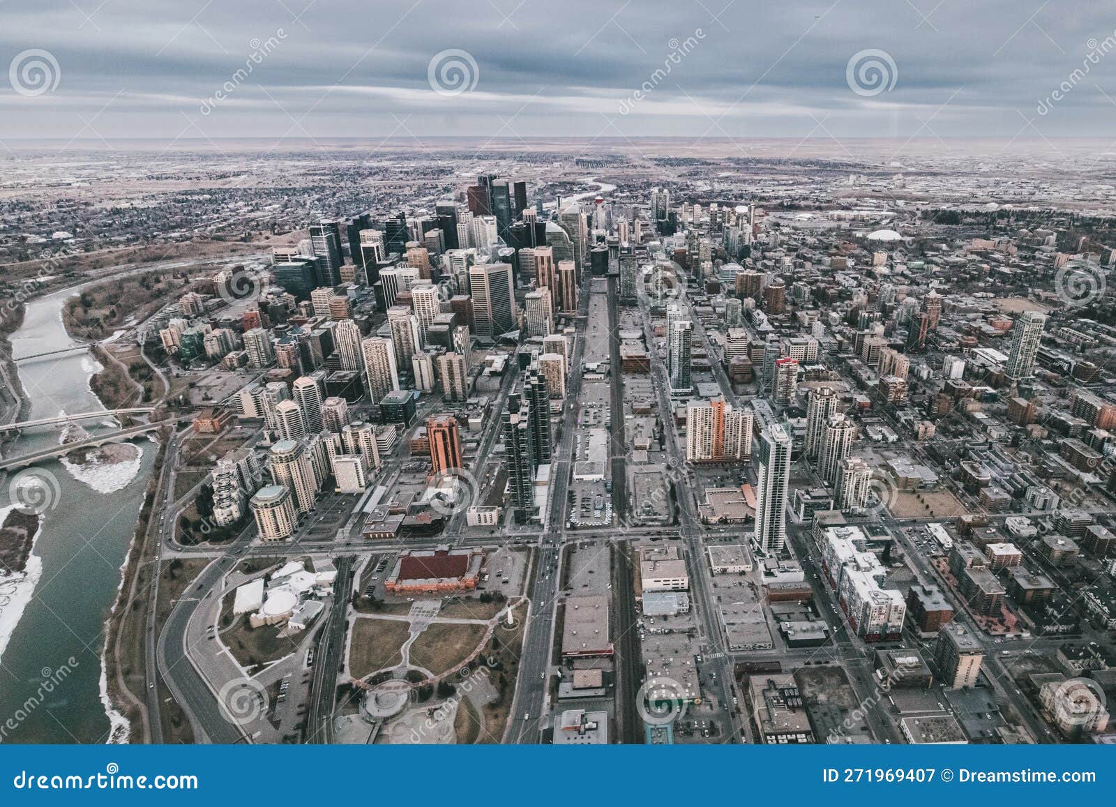 Aerial Landscape of Downtown Calgary Stock Image - Image of navigation ...