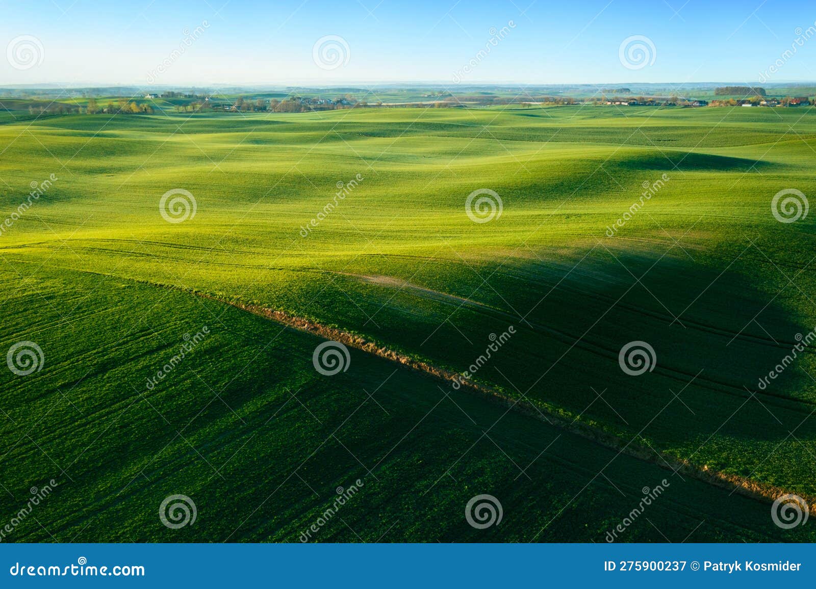 Aerial Landscape of the Green Fields in Northern Poland at Spring Time ...