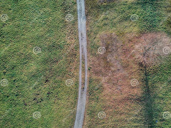 Aerial Landscape with Path and Field Stock Image - Image of path ...