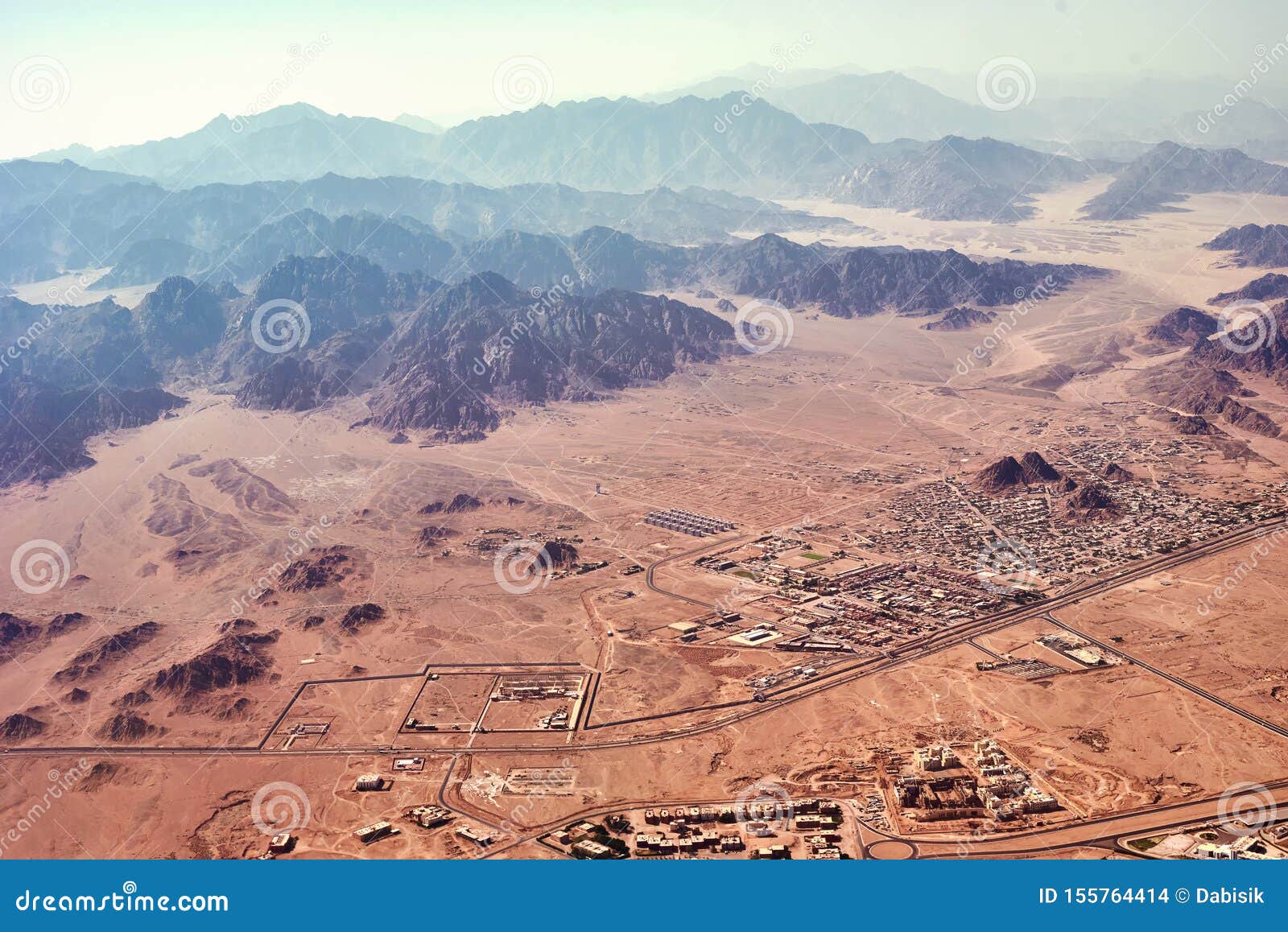 Aerial Landscape View of a Mountains and Desert Sand Stock Photo ...