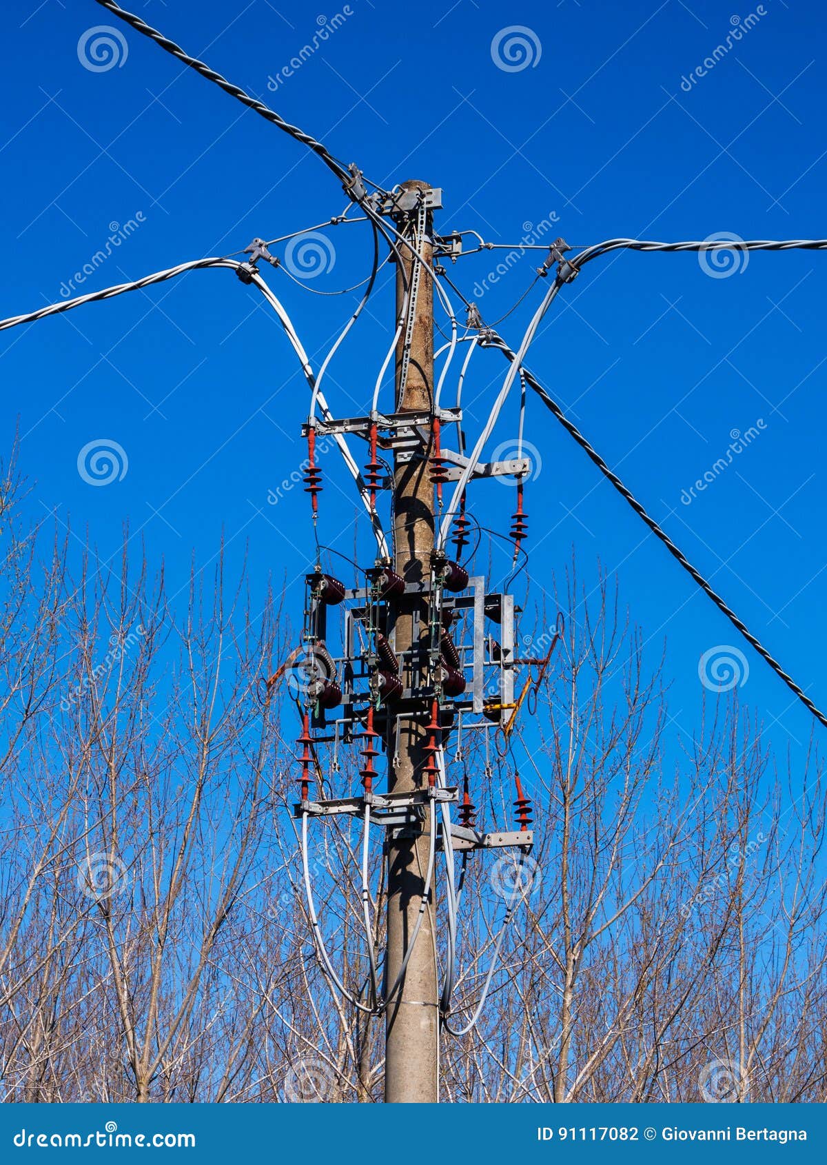 Aerial Lines for Power Distribution Stock Photo - Image of industry ...