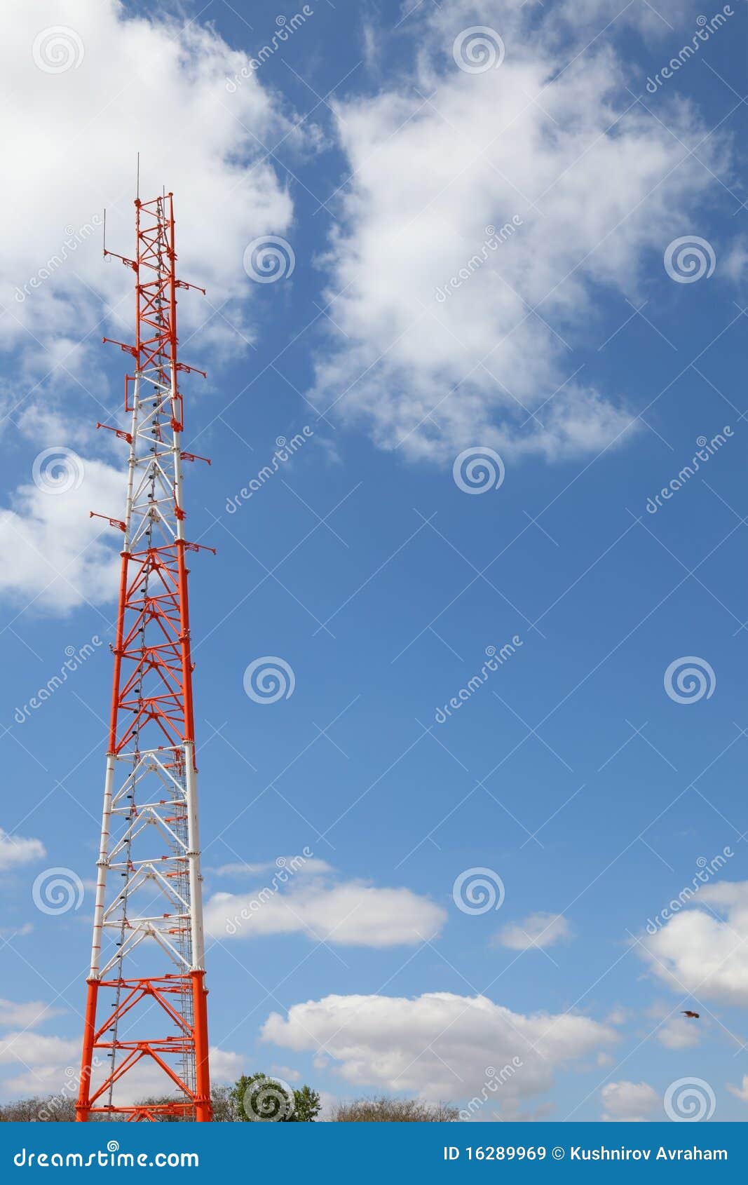 Aerial Metallic Red and White Mast Stock Image - Image of business ...