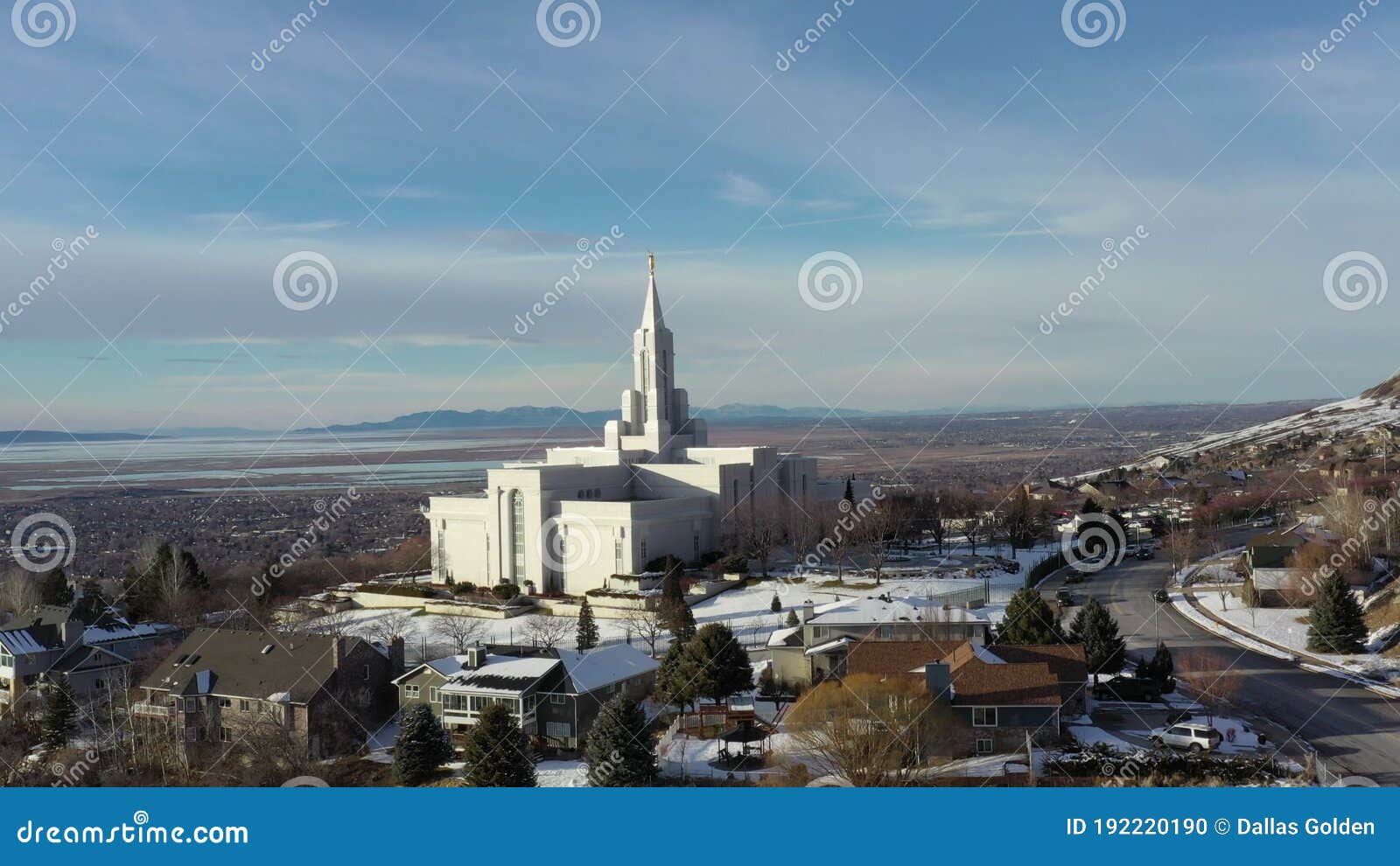 Aerial of Mormon Bountiful Temple Stock Footage - Video of snow, high ...